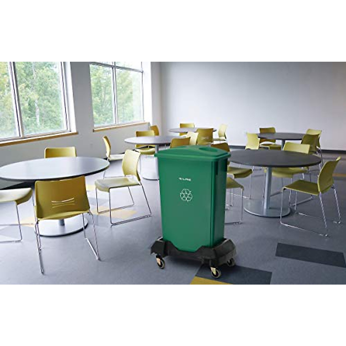Alpine Rectangular Trash Can Dolly - Heavy Duty Garbage Can Roller with 4 Caster Wheels for Transporting Waste Containers in Offices, Schools, Restaurants, and More - Holds Up to 200lbs Load