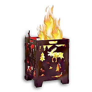 SuperHandy Incinerator Cage Fire Box Reindeer Christmas/X-Mas Tree (Develops Patina Finish) Heavy Duty Steel Large 21"x 21"x 27" inches for Burning Wood at Bonfire, Beach Pit or Backyard Gathering