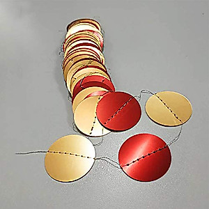 Gold Maroon Party Decorations Red Circle Dots Garland Streamer Hanging Backdrop for Wedding Birthday Engagement Bridal Shower Bachelorette Valentines Day Chinese New Year