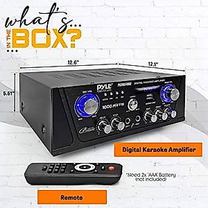 Pyle Bluetooth Digital Home Karaoke Amplifier - 600W Home Audio Desktop Power Amplifier Receiver w/LED Display, Cooling Fan, USB/SD Memory Card Reader, Optical/Coaxial, DVD/Mic Inputs -PKRMX4000