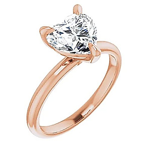 Solid Gold Engagement Ring Set for Women, Handmade 2.5 Carats Heart Cut Moissanite Solitaire Ring Set Diamond Wedding Bridal Ring Anniversary Propose Gifts Her, 10K/14K/18K, 925 Silver