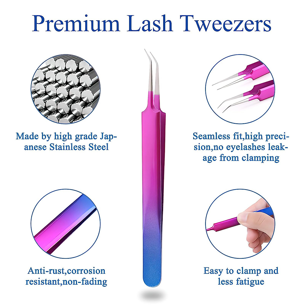 Arclon Isolation Lash Tweezers for Volume Eyelash Extension,Professional Precision Stainless Steel Las Purple 6.89inx1.5inx0.79in