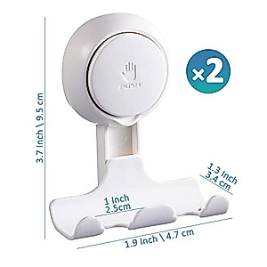 TAILI Shower Razor Holder Suction Cup 2 Pack, Vacuum Suction Razor Hanger for Shower Wall, Suction Door Hooks for Towel Loofah Sponge, Shower Razor Hooks for Bathroom Removable Waterproof, White