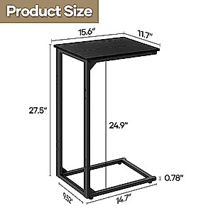Nandae C Shaped End Table Set of 2, Sofa Table Snack Table Tray Side Table Bedside Table with Metal Frame for Laptop, Snack, Sofa Couch, Bed Living Room Bedroom, Black