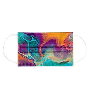 20/50/100 Pack Tie-Dye Disposable Face Protection, 3 Ply Protection Dust Women Men Breathable for Working Mowing Running Cycling Outdoor School (50 PC, Multicolor #1)