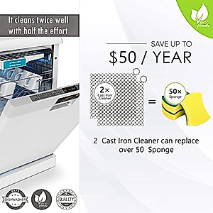 2Pack Cast Iron Cleaner Stainless Steel Chain Mail Scrubber, Iron Skillet Scrub Brush for Pan Pot Chain Scrubber Cleaning Dutch Ovens Carbon Steel Wok Grill Pan, Chain Mail to Clean Castiron by Herda