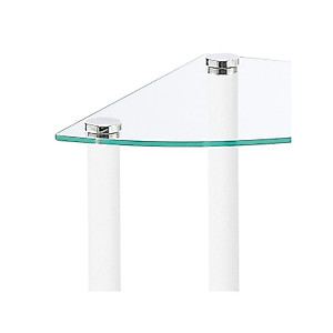 mDesign Modern Glass Corner 3-Tier Storage Organizer Tower Cabinet with Open Shelves - Household Furniture for Bathroom, Office, Bedroom, Living Room - Holds Books, Plants, Candles - White/Clear