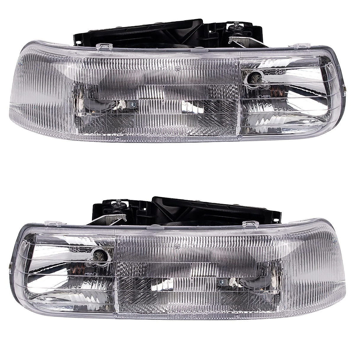 TRQ HLA95294 (2 Piece) OE Factory Style Replacement Headlights Assembly Set Driver and Passenger Side Compatible with 1999-2002 Chevrolet Silverado 1500 2500 01-02 Silverado 3500 00-06 Suburban Tahoe