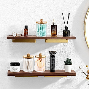 Amolliar Qtip Dispenser Apothecary Jars with Bamboo Lids - 12 oz Clear Plastic Vanity Makeup Organizer Storage Canister - Bathroom Accessories for Q-Tips, Cotton Swab, Cotton Ball, Floss (2)