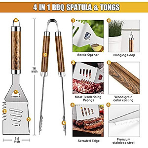 Cifaisi BBQ Grill Accessories Set, 38Pcs Stainless Steel Grill Tools Grilling Accessories with Aluminum Case, Thermometer, Grill Mats for Camping/Backyard Barbecue, Grill Utensils Set for Men Women