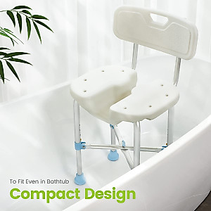 OasisSpace Shower Chair Bath Seat for Inside Bathtub, Upgraded U-Shaped Shower Seat and Bath Stool Safety Shower Bench for Elderly,Handicap,Disabled