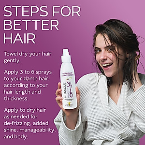 SoZo Miracle Anti-Frizz Leave-in Conditioner Spray for Dry Damaged Hair for Women - Hair Detangler and Heat Protectant Spray with Aloe Vera - 6.75 Oz