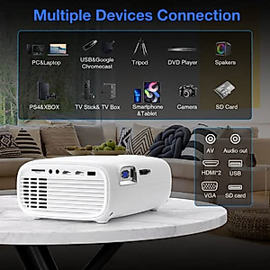 WiFi Bluetooth Projector, VILINICE 9000L HD Native 1080P Projector, Movie Projector Support iOS/Android Sync Screen&Zoom, Portable Outdoor Projector Compatible with TV Stick/ HDMI/AV/VGA/USB/TF