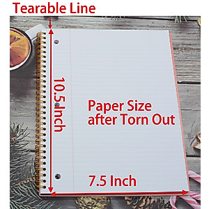 YIKANGHENG Tearable Loose-leaf Spiral Notebook, 2 Pcs 2 Color 3 Punch Design 10.5 Inch x 8.27 Inch Hard Plastic Cover 80 Sheets (160 Pages) 80 GSM for Study and Office Supplies (Blue and Pink)