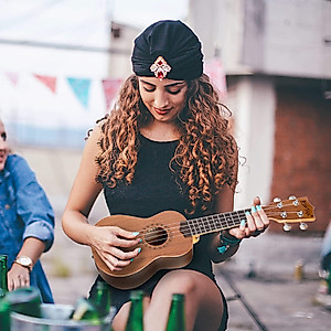 Everjoys Mahogany Soprano Ukulele Starter Kit - Professional 21 inch w/Case Strap Tuner Aquila Strings Pick (Natural Mahogany)