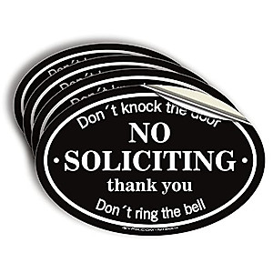 iSYFIX No Soliciting Sign Sticker for House, Home & Business - 4 Pack 7x4.6 inch - Premium Self-Adhesive Vinyl, Laminated for Ultimate UV, Weather, Scratch, Water and Fade Resistance, Indoor & Outdoor