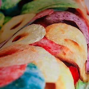 Soft Realistic Fruit Hoops Cereal Blanket, Cozy & Warm | Perfect for Cereal Lovers | Durable, Machine Washable | Fun Gift for All Ages & Occasions