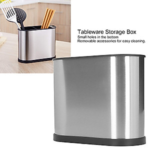 Utensil Holder, Kitchen Utensil Holder with Bottom Holes for Kitchen Counter (H7.1” x W3.8”x L8.7”), Stainless Steel Cooking Utensil Holder, Stylish Countertop Organizer and Kitchen Decor Caddy
