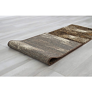 Modern Contemporary Rugs for Living Dining Room Abstract Soft Plush Area Rug Brown Mocha (2’ X 7’ Runner)