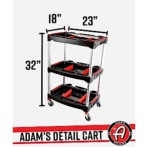 Adam's Polishes Standard Detailing Cart, Custom Mobile Rolling Utility Detailing Tool Cart Organizer for Garage DIY Home Projects, Extra Storage for Mechanics & Detailers During Repairs Car Wash/Wax