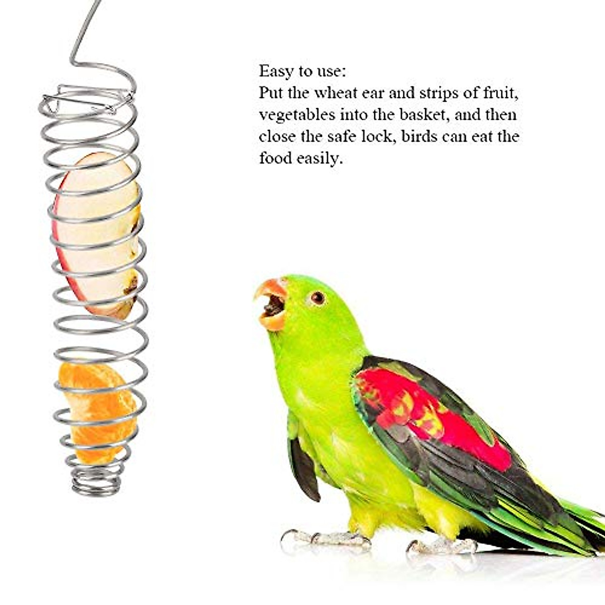 Stainless Steel Pet Bird Feeding Perch, Parrot Feeding Tools Vegetable Fruit Feeding Basket Holder Cage Accessory