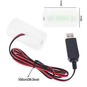 S-YUWEN 1.5V 3V 4.5V 6V LR20 D Cell Battery Eliminator with US Plug USB Power Adapter Replacement 1 to 4pcs 1.5V LR20 D Cell Battery for Electronic Devices US Plug Power Supply USB Adapter