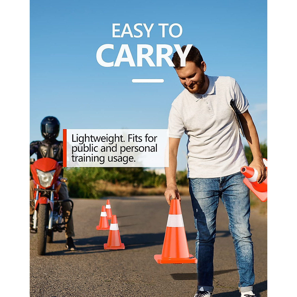 BATTIFE 12Pack Traffic Safety Cones 18" inch with Reflective Collars PVC Orange Construction Cones for Home Driveway Road Parking Use