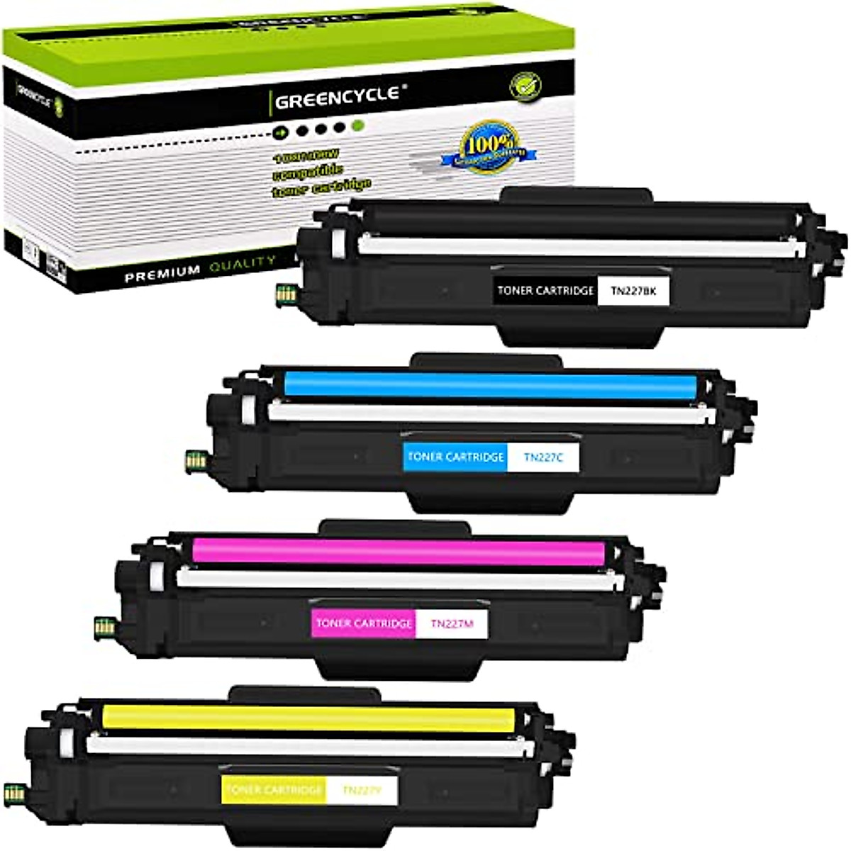 greencycle 4 Pack Compatible Toner Cartridge Replacement for Brother TN227BK TN227M TN227Y TN223C TN-223 use with MFC-L3770CDW MFC-L3750CDW HL-L3290CDW HL-L3270CDW HL-L3210CW MFC-L3710CW Printer