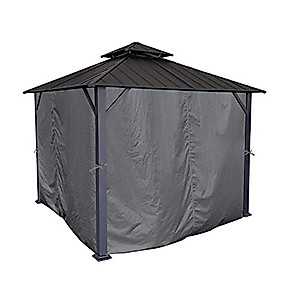 APEX GARDEN Four-Side Privacy Curtain Set for 10-Ft x 12-Ft Gazebo (Grey)
