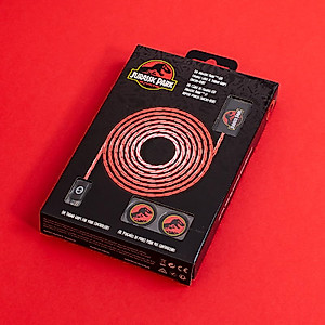 Numskull Official Jurassic Park Micro USB LED Cable 1.5M Fast Charging Lead & Thumb Stick Grips Compatible with Nintendo Switch)