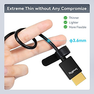 SMALLRIG Micro Ultra Thin HDMI Cable 35cm/1.15Ft (D to A), Super Flexible Slim High Speed 4K 60Hz HDR 2.0, Fit for Sony A7RIII / A6600 / A6500, for FUJIFILM X-T3 / X-T4, for GoPro Hero 7/6/5-3042B