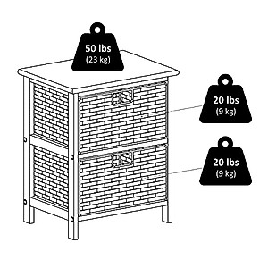 Winsome Omaha Storage/Organization, 2 Baskets, Black/Chocolate