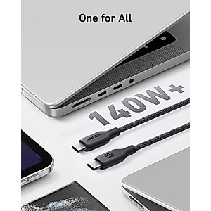 Anker 543 USB C to USB C Cable (140W, 6ft), USB 2.0 Bio-Nylon Charging Cable for MacBook Pro 2020, iPad Pro 2020, iPad Air 4, Samsung Galaxy S22, and More (Phantom Black)