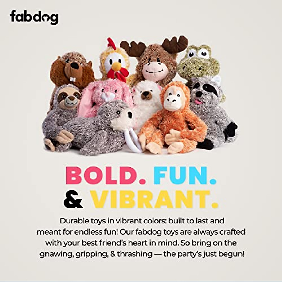 fabdog Fluffies Dog Toys - Squeaky Plush Dog Toy for All Breeds - Cute Animal-Themed Puppy Toys Make for Ideal Gift - Fun Nylon Dog Toys with Squeak| Large Sloth