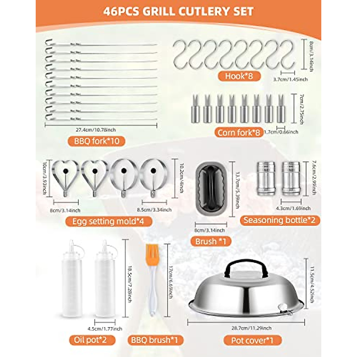 UTEBIT Griddle Accessories Kit, 47 Pcs Griddle Grill Tools Set for Blackstone and Camp Chef, Professional Grill BBQ Spatula Set with Basting Cover, Spatula, Scraper,Tongs, Egg Ring