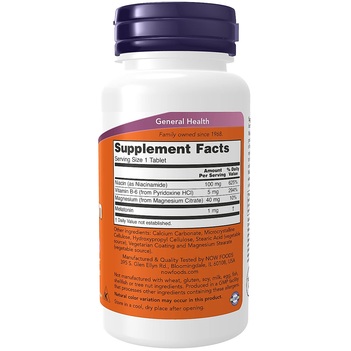 NOW Supplements, Melatonin 1 mg, with Co-Factor Nutrients, Healthy Sleep Cycle*, 100 Tablets