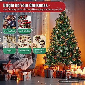 6.5FT Artificial Christmas Tree Xmas Holiday Pine Tree Christmas Tree Realistic Holiday Decoration with Metal Stand Hinges PVC Leaves Easy Assembly for Outdoor Indoor Party Green