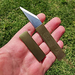 TIKUSAN Japanese Brass Pocket Knife (Kiridashi) for Right Hand 1Set Carving Marking Knife
