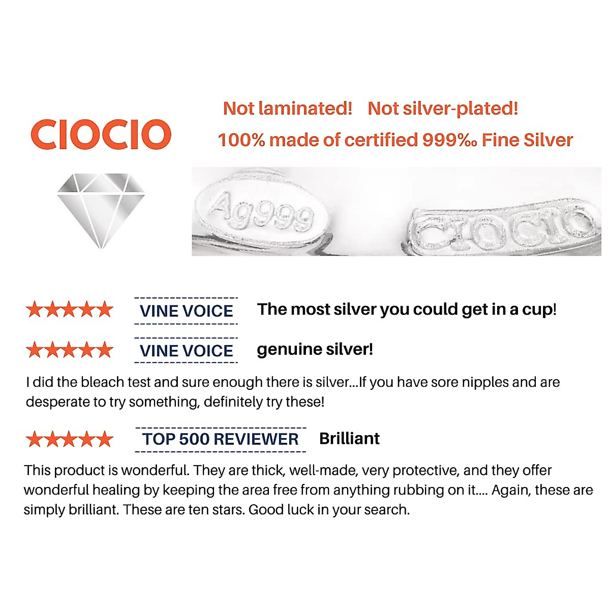 Silver Nipple Covers Breastfeeding - Silver Nursing Cups - Nipple Shields for Nursing Newborn - Breastfeeding Essentials - Soothe Cracked Nipples - The Original Silver Nursing Pads - 999‰ Fine Silver