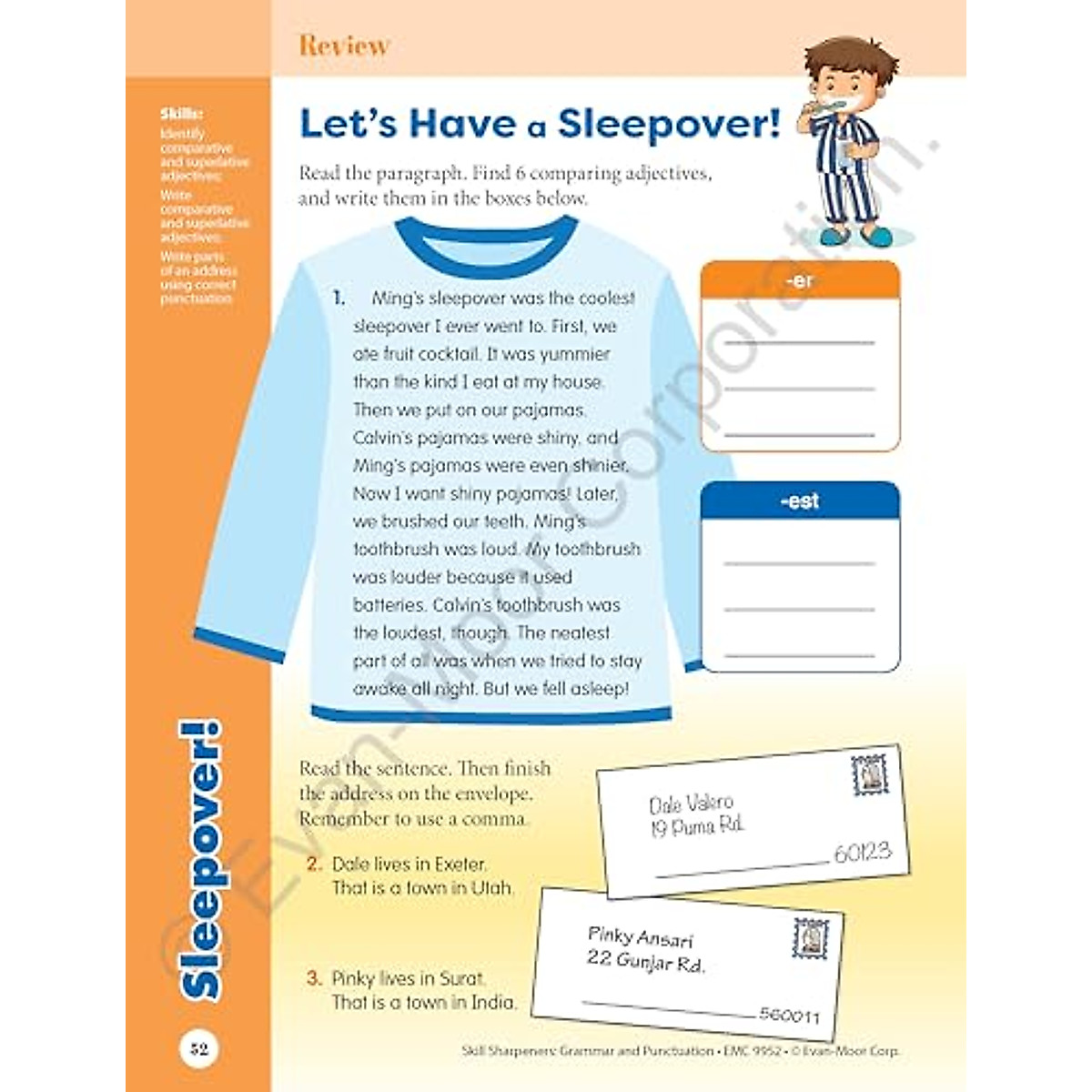 Evan-Moor Skill Sharpeners Grammar and Punctuation Workbook, Grade 2, Nouns, Verbs, Sentence Structure, Subject, Predicate, Language Handbook, Real-World Practice, Fun Activities, Homeschool, Practice