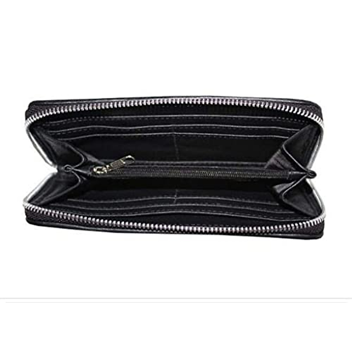 Womens Zipper Wristlet Clutch - Black White Cow Hide Cow Skin Leather Hand Clutch Zip Phone Wallet Clutch Card Case 8' X 4' - Gift for her