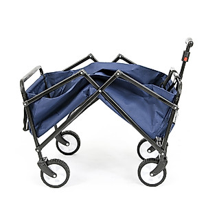 MACSPORTS Lightweight Collapsible Folding Outdoor Utility Wagon, Weight Capacity 150 LBS, Navy