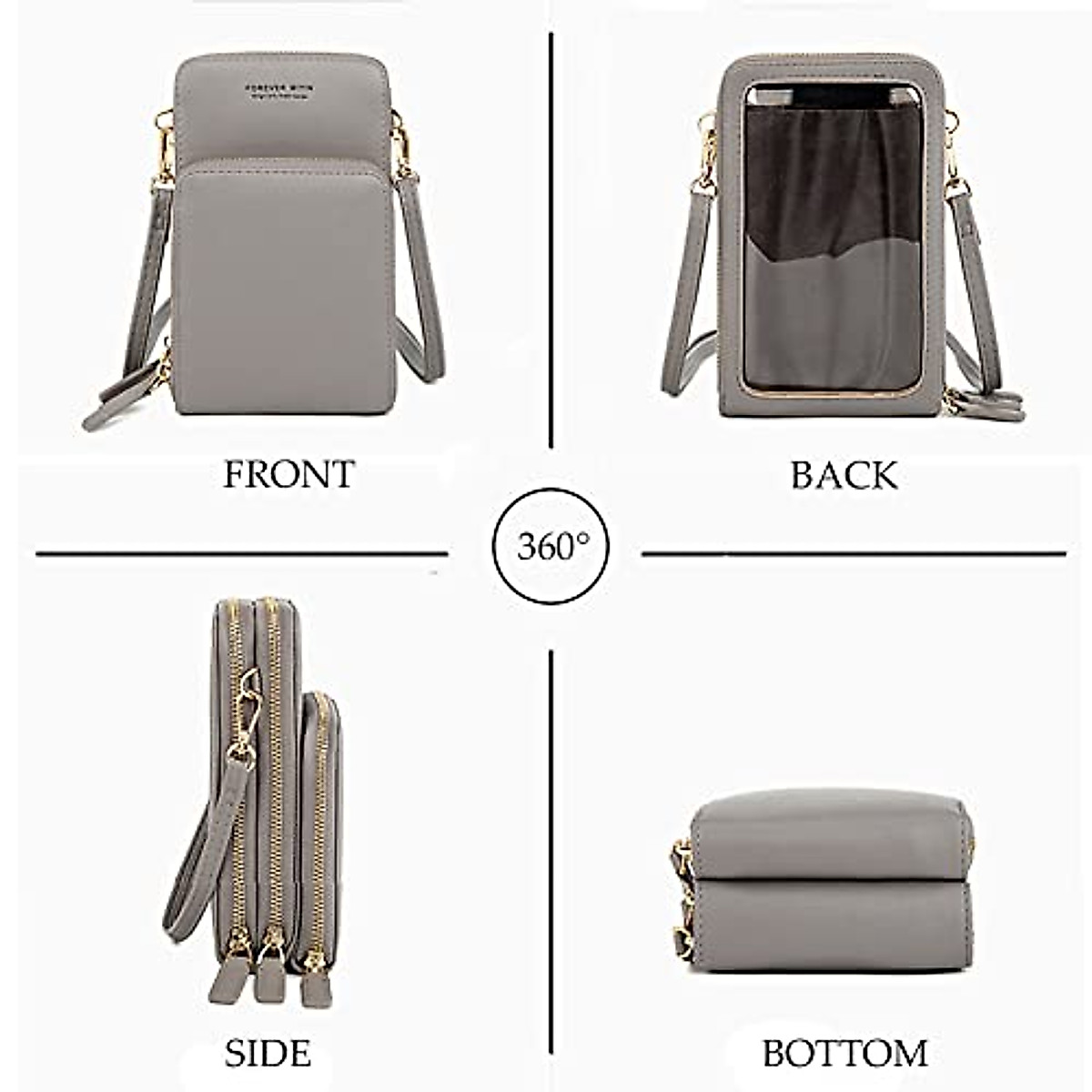 Small Crossbody Cell Phone Purse for Women, Touch Screen Phone Bag Mini Shoulder Handbag Wallet with Credit Card Slots