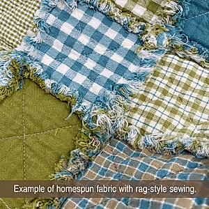 Sage Green 4 Plaid Homespun Cotton Fabric by JCS - Sold by The Yard