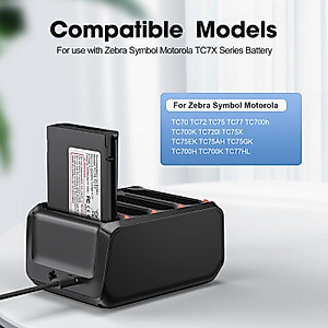 Battery Charger for Zebra Symbol TC70 TC72 TC75 TC77 TC700h TC700k TC720l TC75x TC75EK TC75AH TC75GK TC700H TC700K TC77HL, 4-Slot Charging Cradle Charging Accessories for Scanner