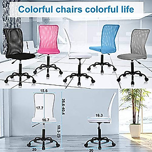 BestShop Home Office Chair Computer Chair Mid Back Mesh Chair, Desk Chair Height Adjustable Modern Task Chair No Armrest Rolling Swivel Chair Student Office Chair with Wheels,White