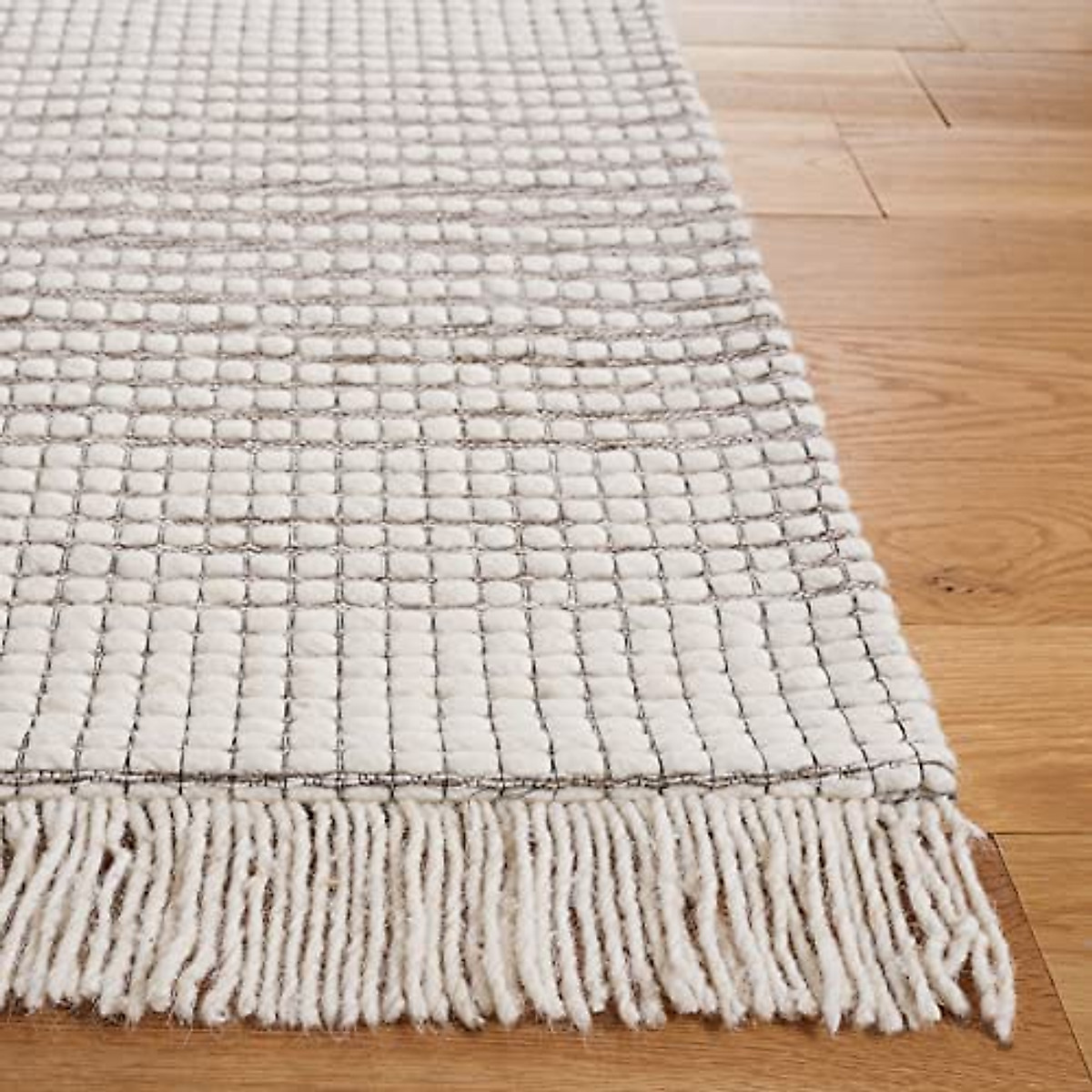 Safavieh Marbella Collection 8' x 10' Ivory/Dark Brown MRB208T Handmade Contemporary Fringe Wool Area Rug