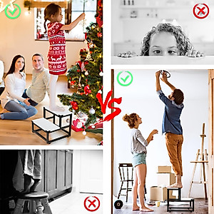 LIANTRAL Step Stool for Adults Kids, 2 Step Stool, Heavy Duty Steel Sturdy Wooden Step Stool Helper, Supports Up to 500lb, Foot Stool, Step Stool for High Bed, Sofa - White