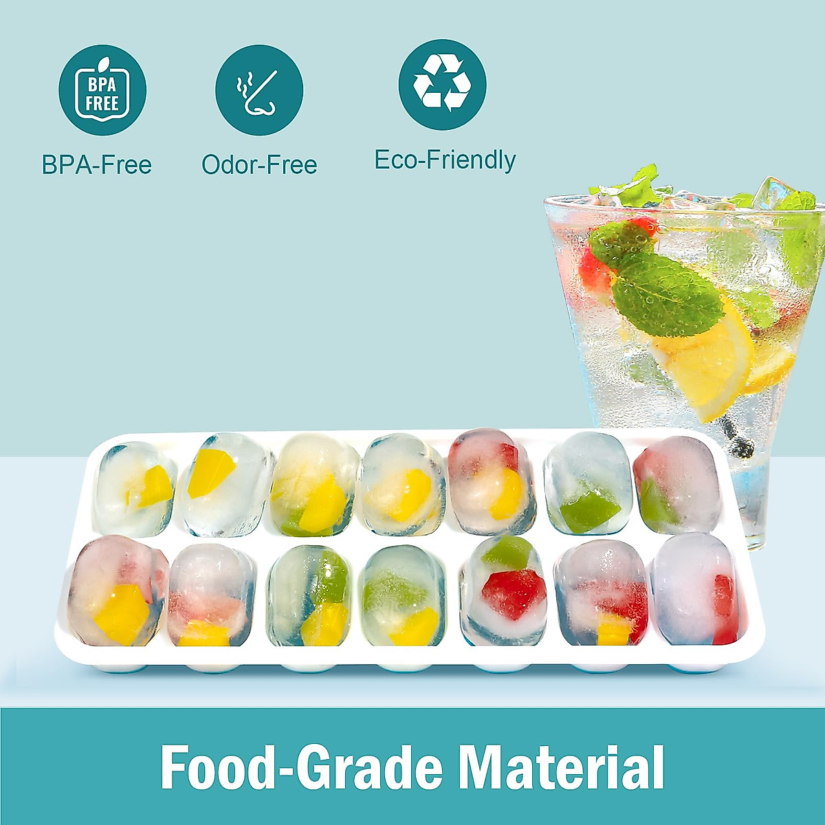 Ice Cube Tray 3 Pack, 42PCS Silicone Ice Trays with Lids for Freezer, Stackable and Easy-Release Ice Trays for Iced Coffee, Drinks, and Cocktails…