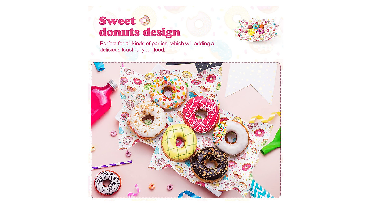 150-Pcs Donut Wax Paper Sheets for Food Wrapping and Parties